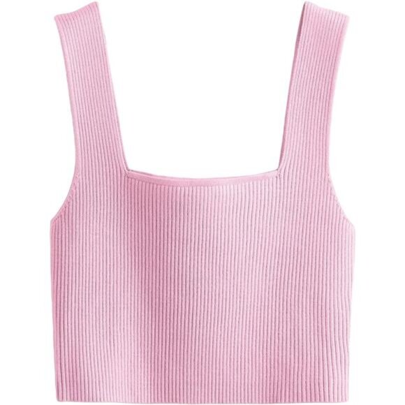 Tops | Solid Ribbed Knit Crop Top Tank Light Pink | Poshmark